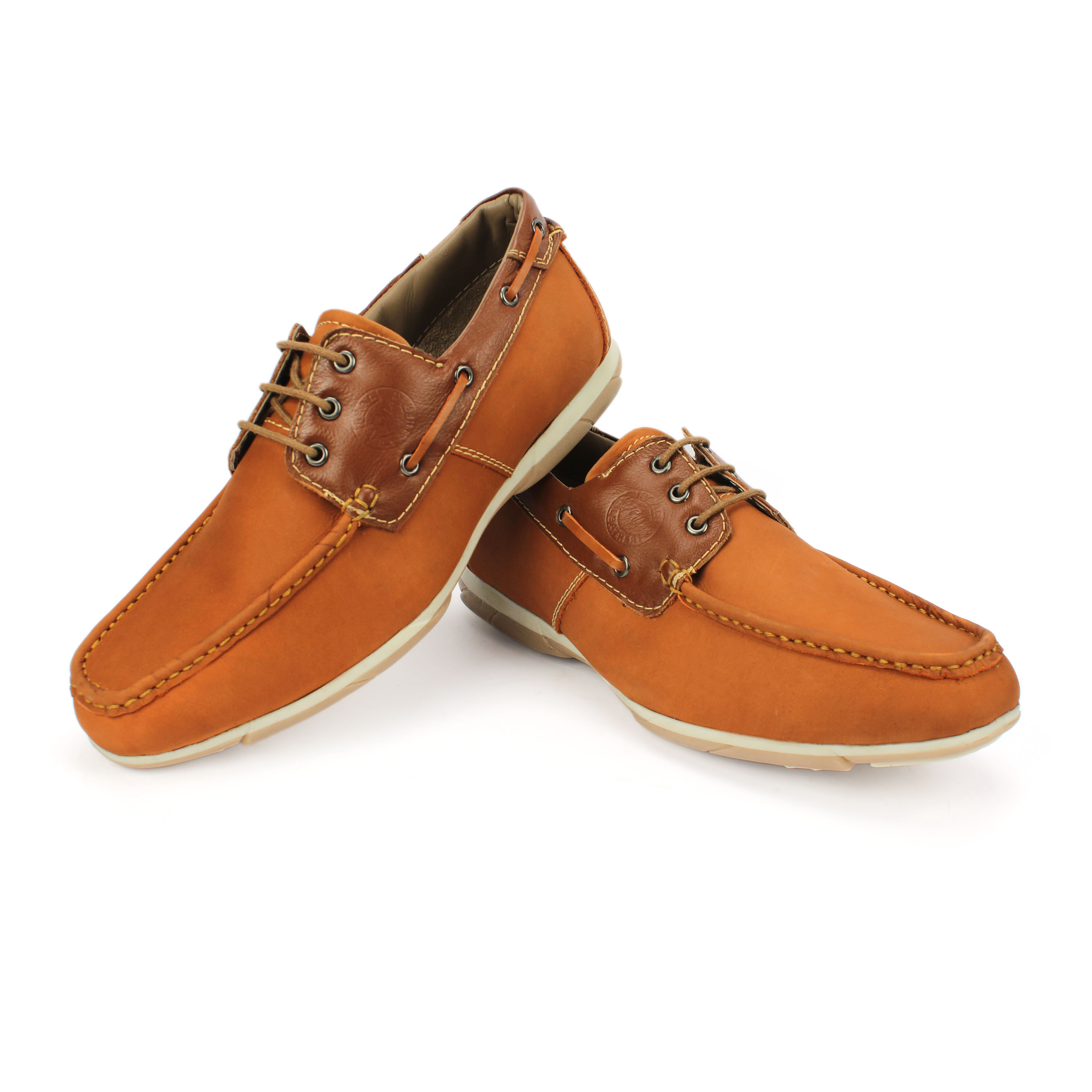Men's Leather Boat Shoes (Article- V502 Tan Brown) - Horex