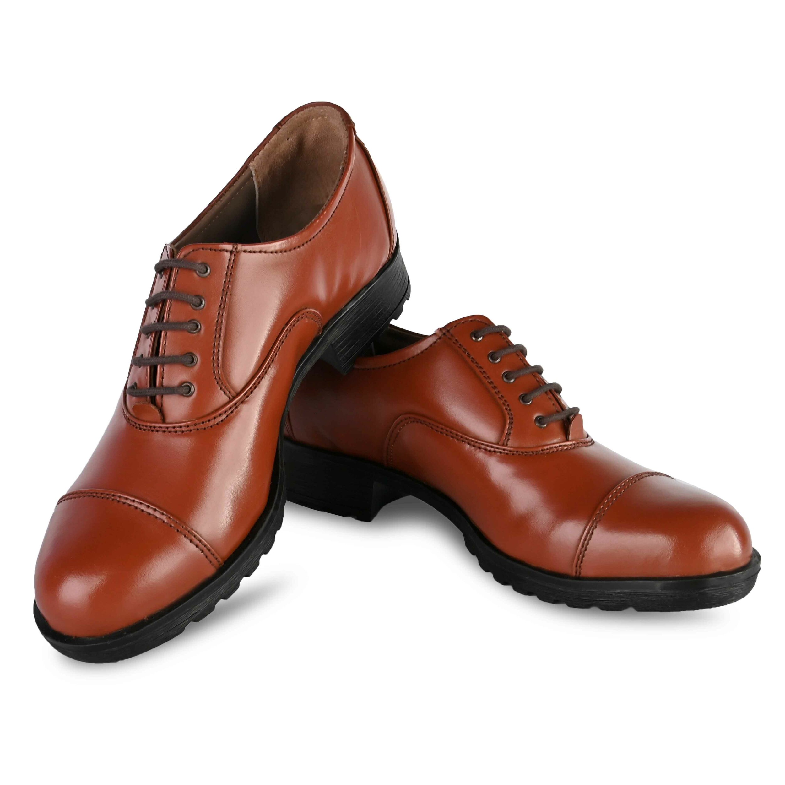 Women's Police Shoes Brown In 100% Real Leather | Horex